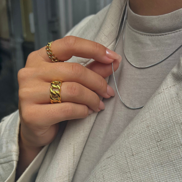 Chunky Panzer Ring 18K Forgyldt – Lindebæk smykker